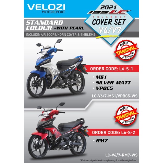 ORIGINAL VELOZI COVER SET LCV6/V7 STANDARD COLOUR - SIAP TAMPAL STICKER ...