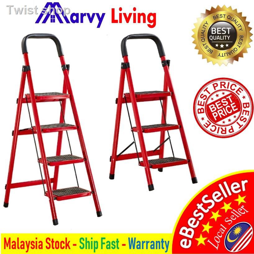🔥🔥 3 Steps/4 Steps Folding Ladder Heavy Duty Industrial Lightweight 3/4 ...