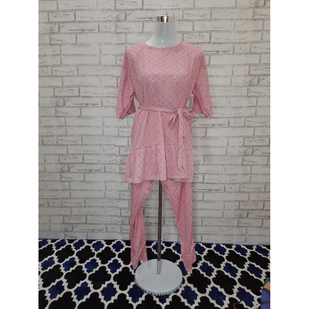 Baju Set Pyjamas Ropol Labuh Lengan Suku | Shopee Malaysia