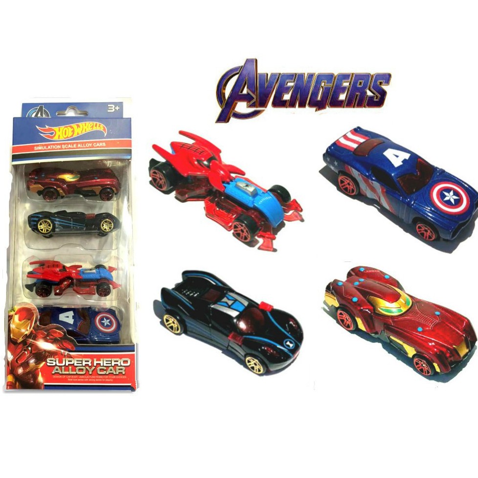 Marvel Hot Wheels 4 In 1 DIE Cast Case Super Hero Alloy Car Collection ...