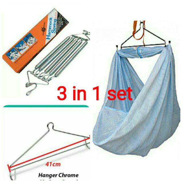 Kain buaian baby set 4 in1 Cradle baby Spring hanger set Net kain ...