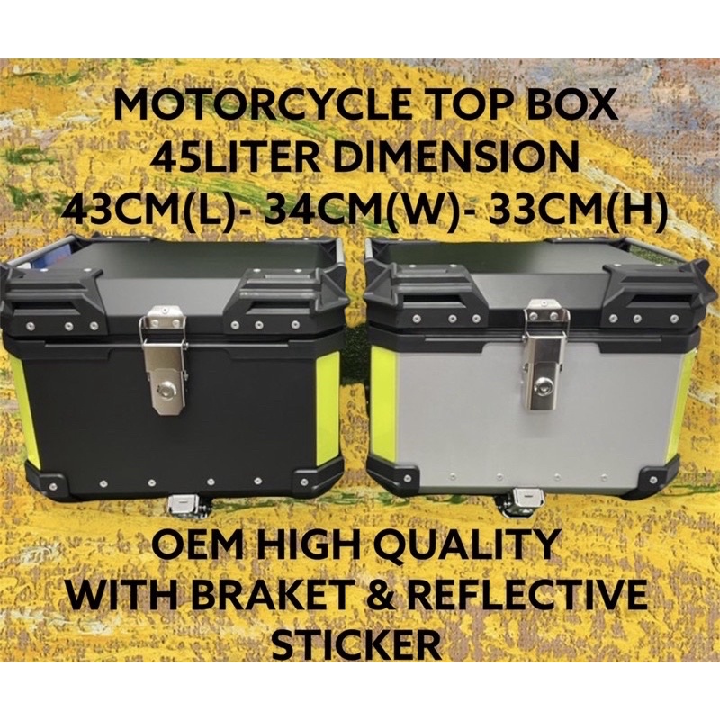 MOTORCYCLE UNIVERSAL TOP BOX ALUMINUM 45 LITER | Shopee Malaysia