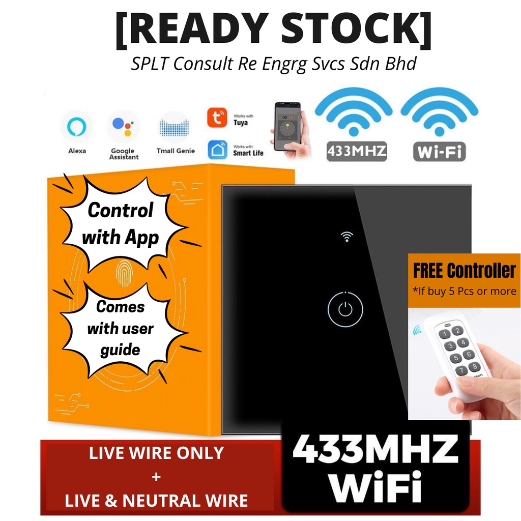 Smart WiFi Touch Switch Control With App Or RF433 | Shopee Malaysia