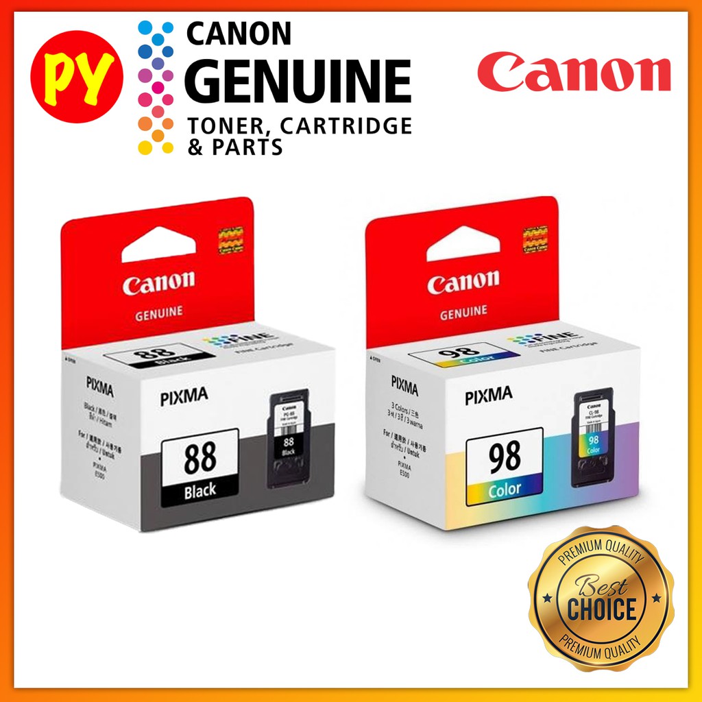 Canon PG-88 Black + CL-98 Color Original Ink Cartridge PG88 CL98 PG 88 CL 98 for E500 E510 E600 ...