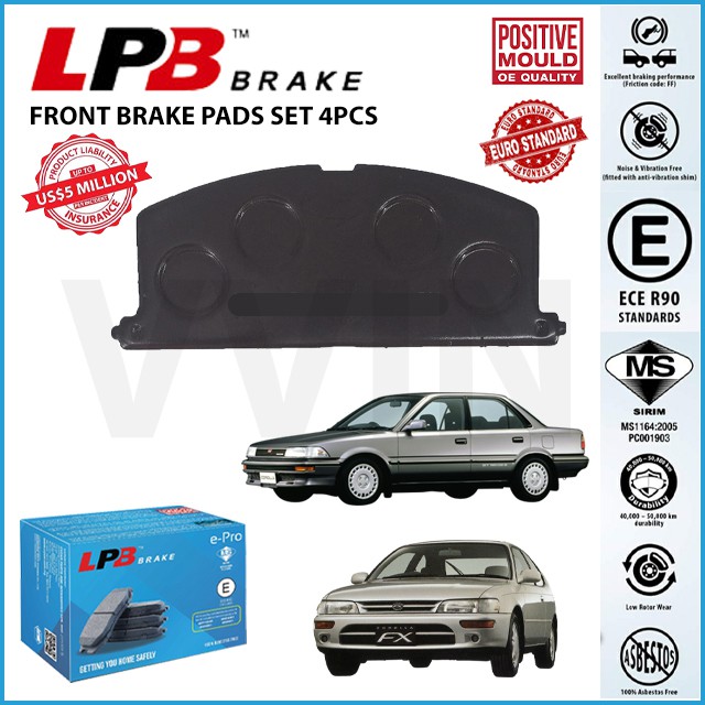Toyota Corolla AE82 AE92 AE101 Front Disc Brake Pads LPB | Shopee Malaysia