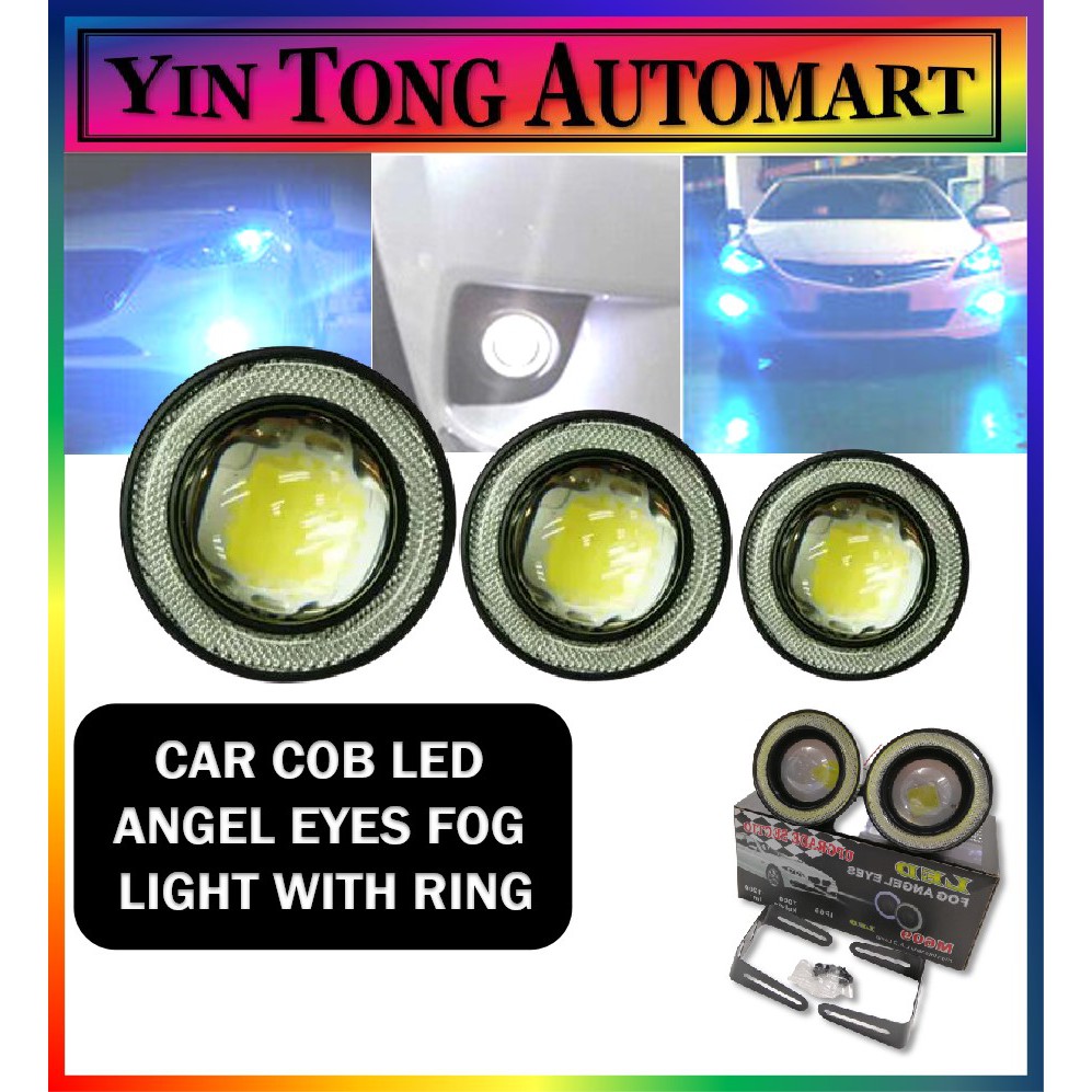 🔥READY STOCK🔥 (2PCS) 3200LM Car COB LED Angel Eyes Fog Light WITH Ring Lens Projector | Shopee ...