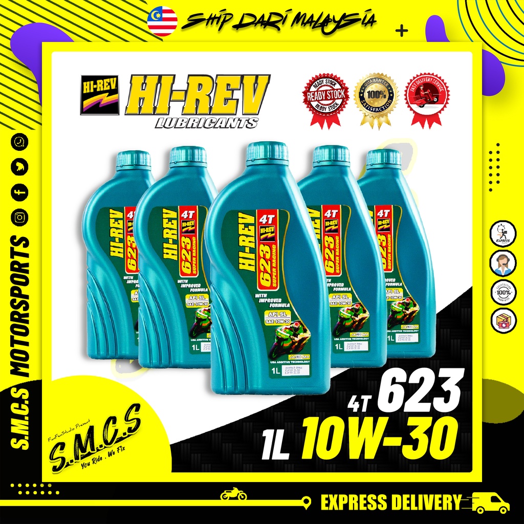 HI-REV Hirev 4T 10W30 623 API SL SUPER RACING OIL 1L [100%ORI] HIREV ...
