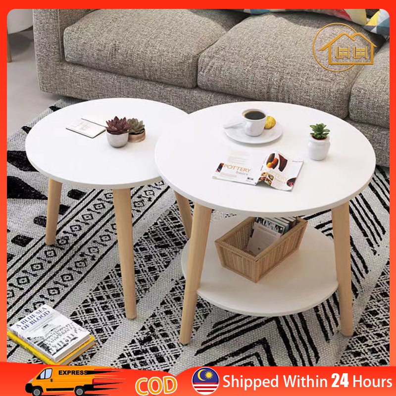 LI|Round Table Shape Coffee Tea Simple Mini Living Room Small Wood ...