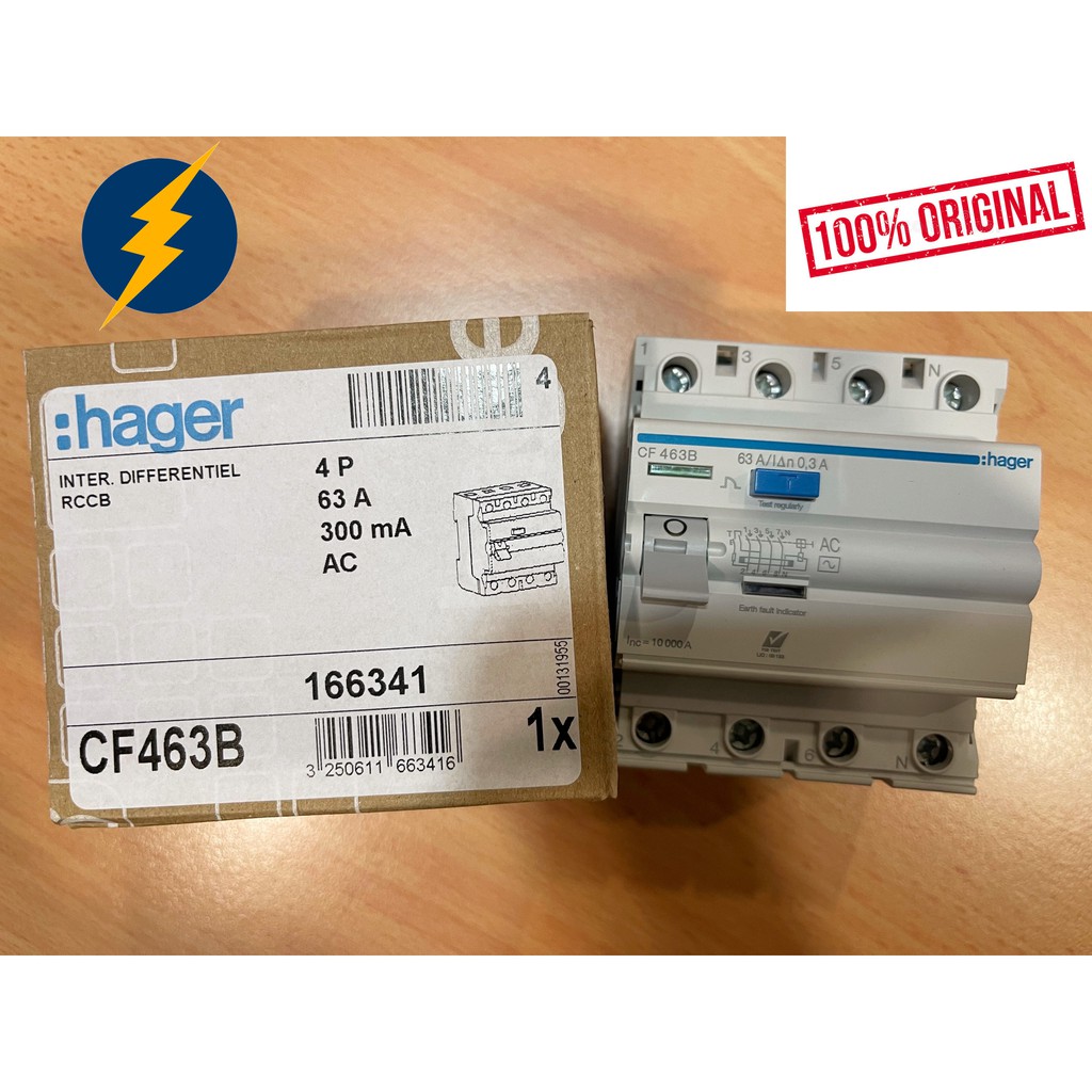 HAGER CF463B 63AMP 4 POLE 300mA RCCB ELCB | Shopee Malaysia