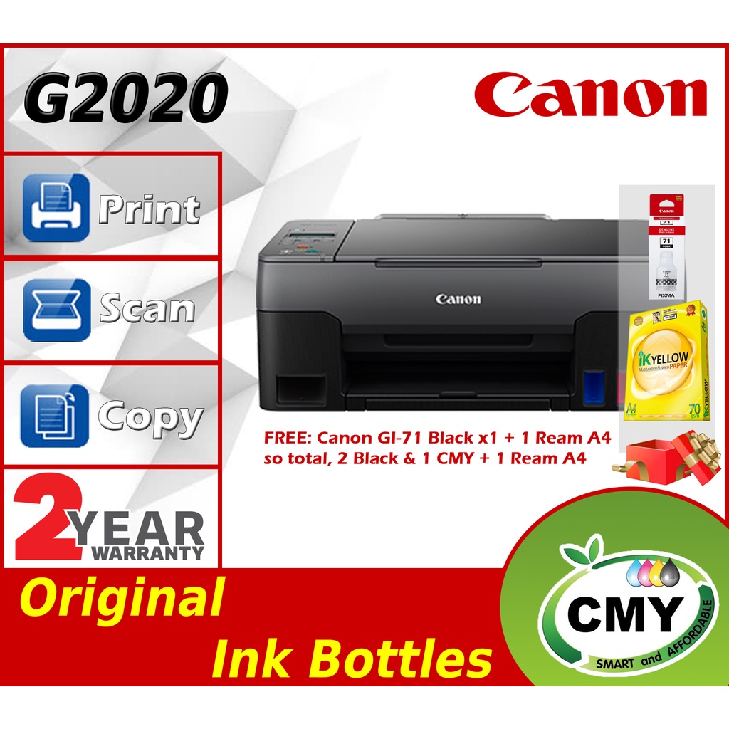Canon PIXMA G2020 Ink Tank Print, Scan, Copy with G2010 E410 DCP-T310 ...