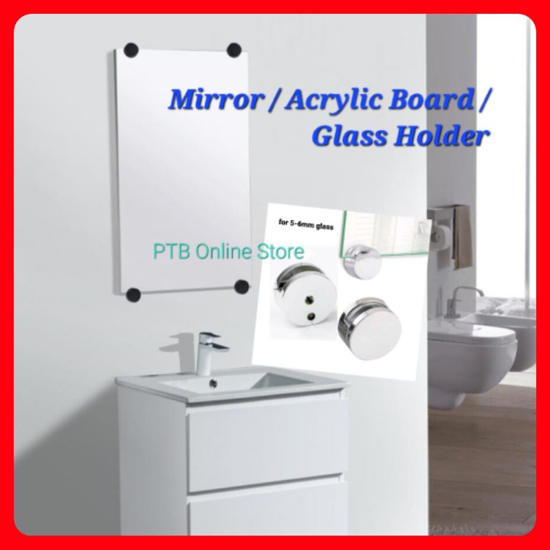 Mirror Holder [4pcs] Glass Acrylic Board Holder 5,6mm Pemegang Kaca ...