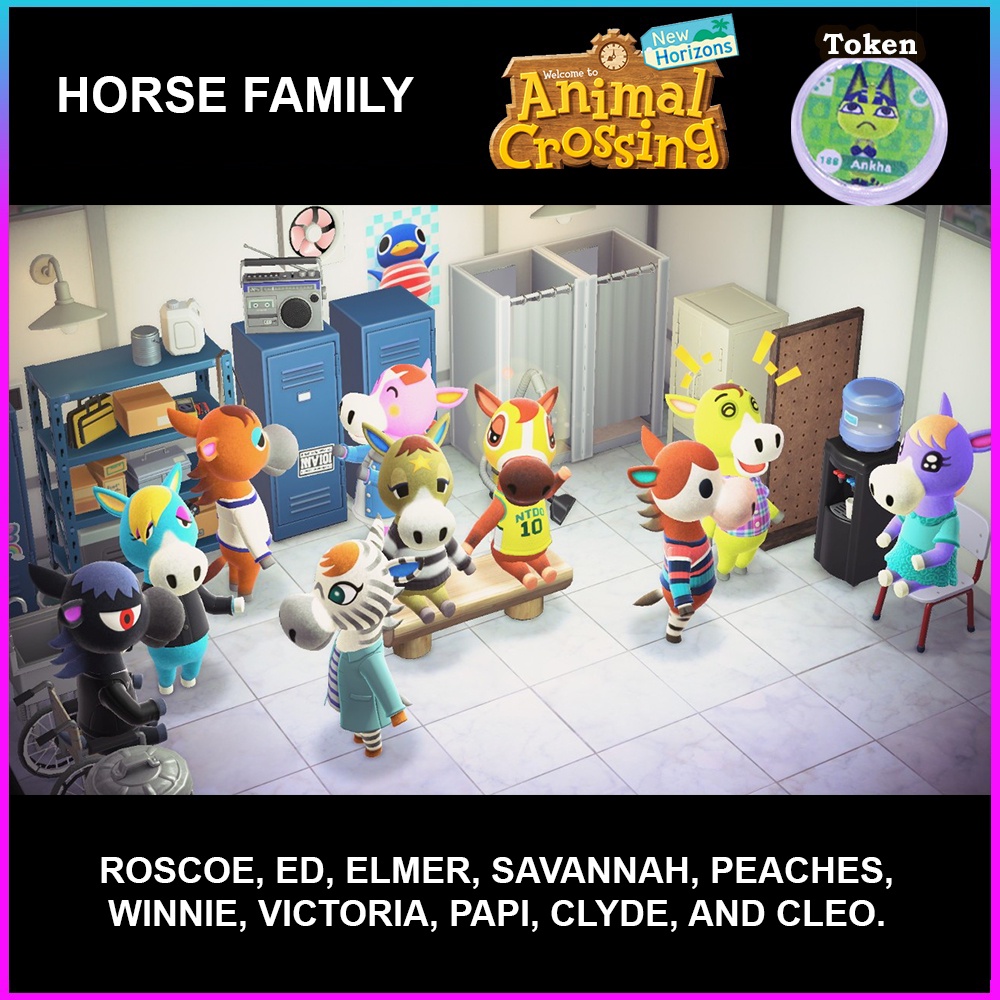 Animal Crossing Amiibo Tokens Horse Roscoe, Ed, Elmer, Savannah ...