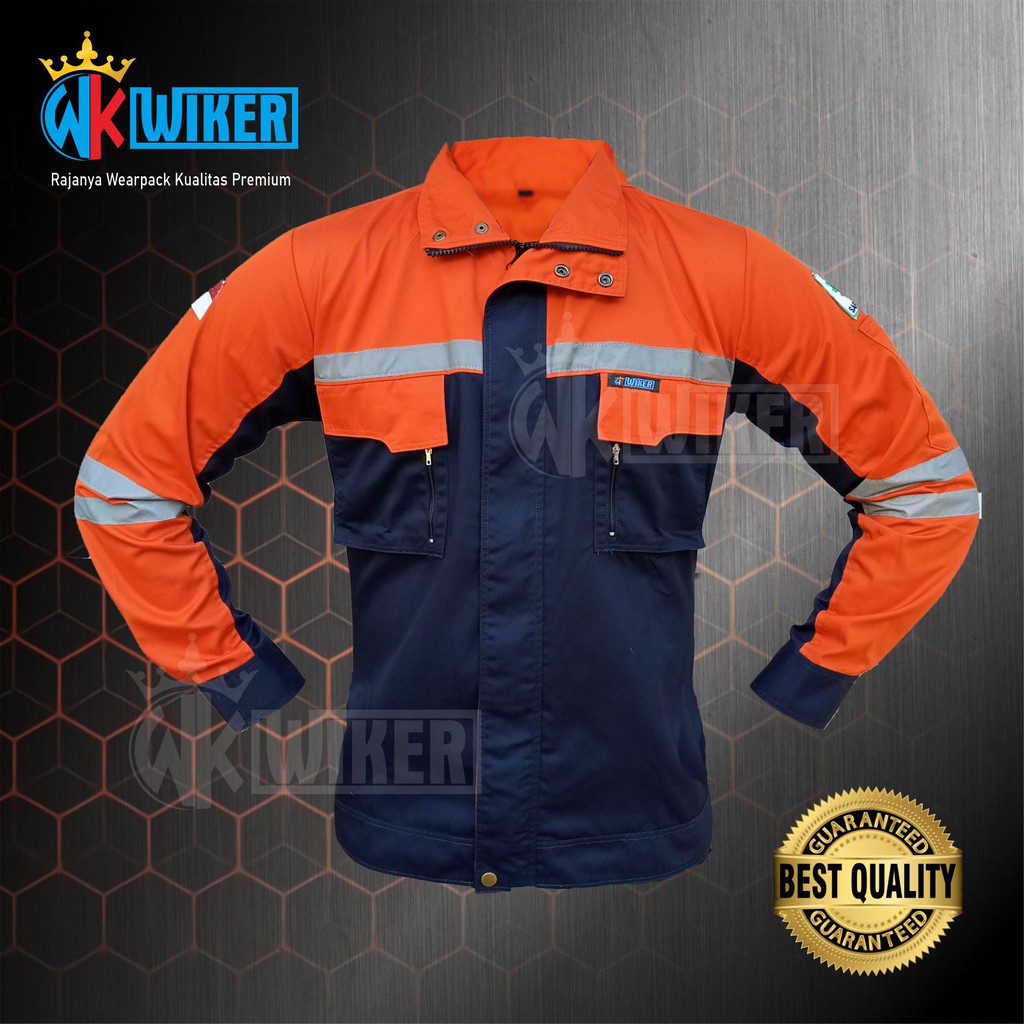 Wearpack Safey Semi Jacket - Orange Navy Overal Wearpack Top // Safety ...