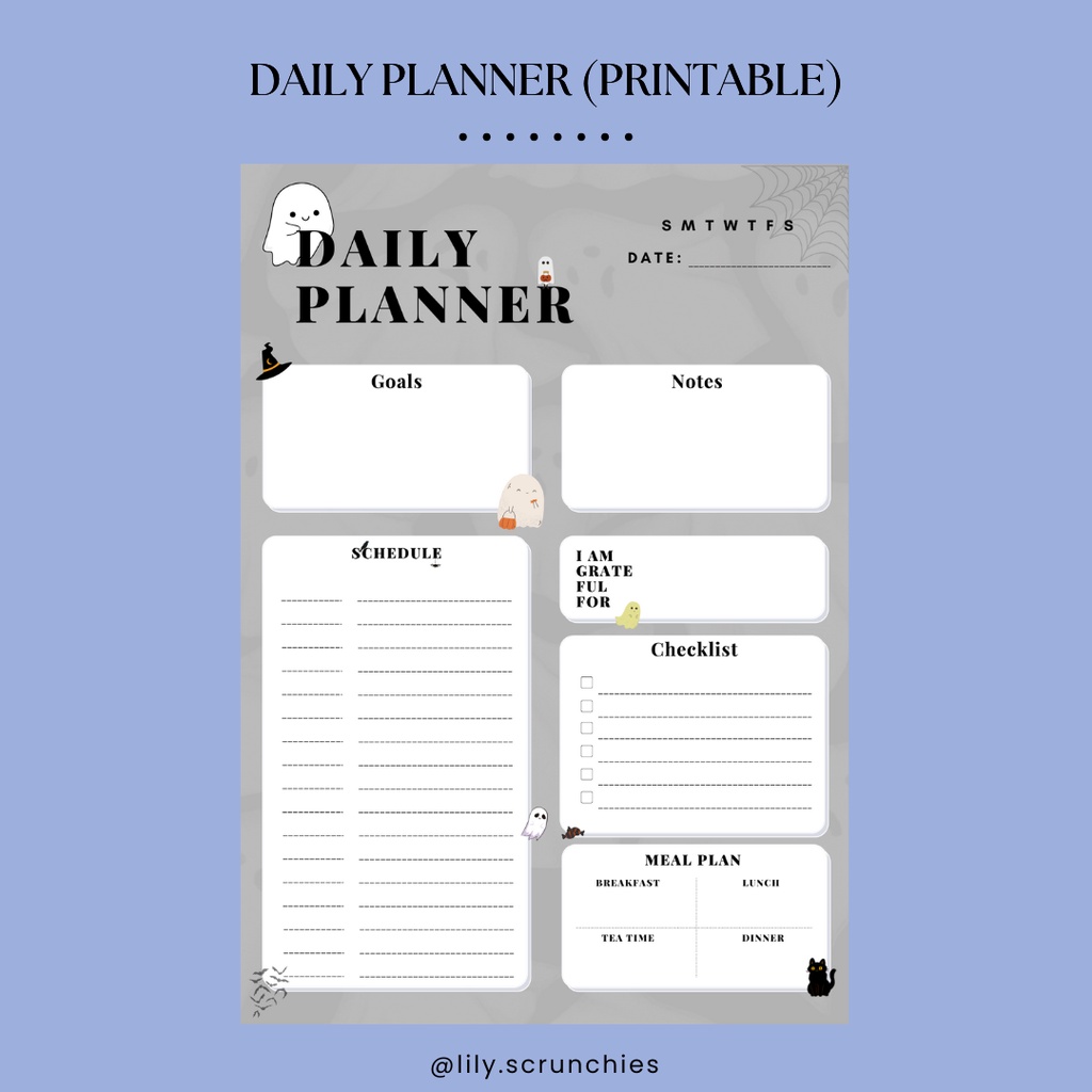 Printable Halloween Cute Ghost Daily Planner (Digital) | Shopee Malaysia