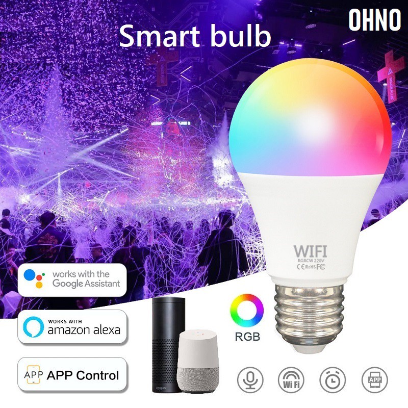 Mentol Pintar RGB WIFI E27 Boleh Laras Kecerahan, Tukar Warna RGB ...