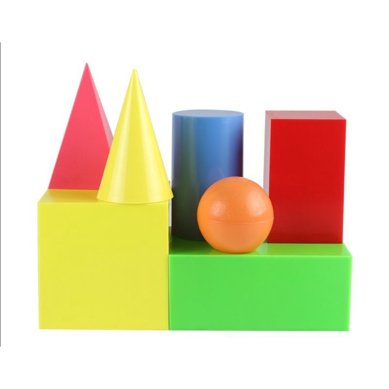[Ready Stock] 7pcs Plastic Geometric 3D Shapes Set Bentuk Asas Bongkah ...
