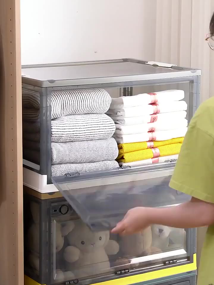 120L Foldable Storage Box With Lid & Wheels Large Capacity Multipurpose ...