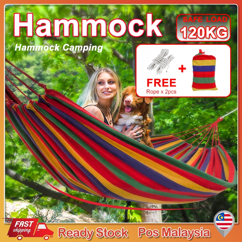Rainbow Hammock Outdoor Canvas Fabric Camping Striped Hammocks Tree ...