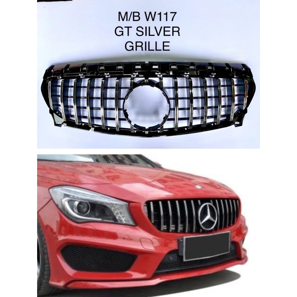 MERCEDES BENZ W117 CLA200 GT SILVER GRILLE WITH LOGO | Shopee Malaysia