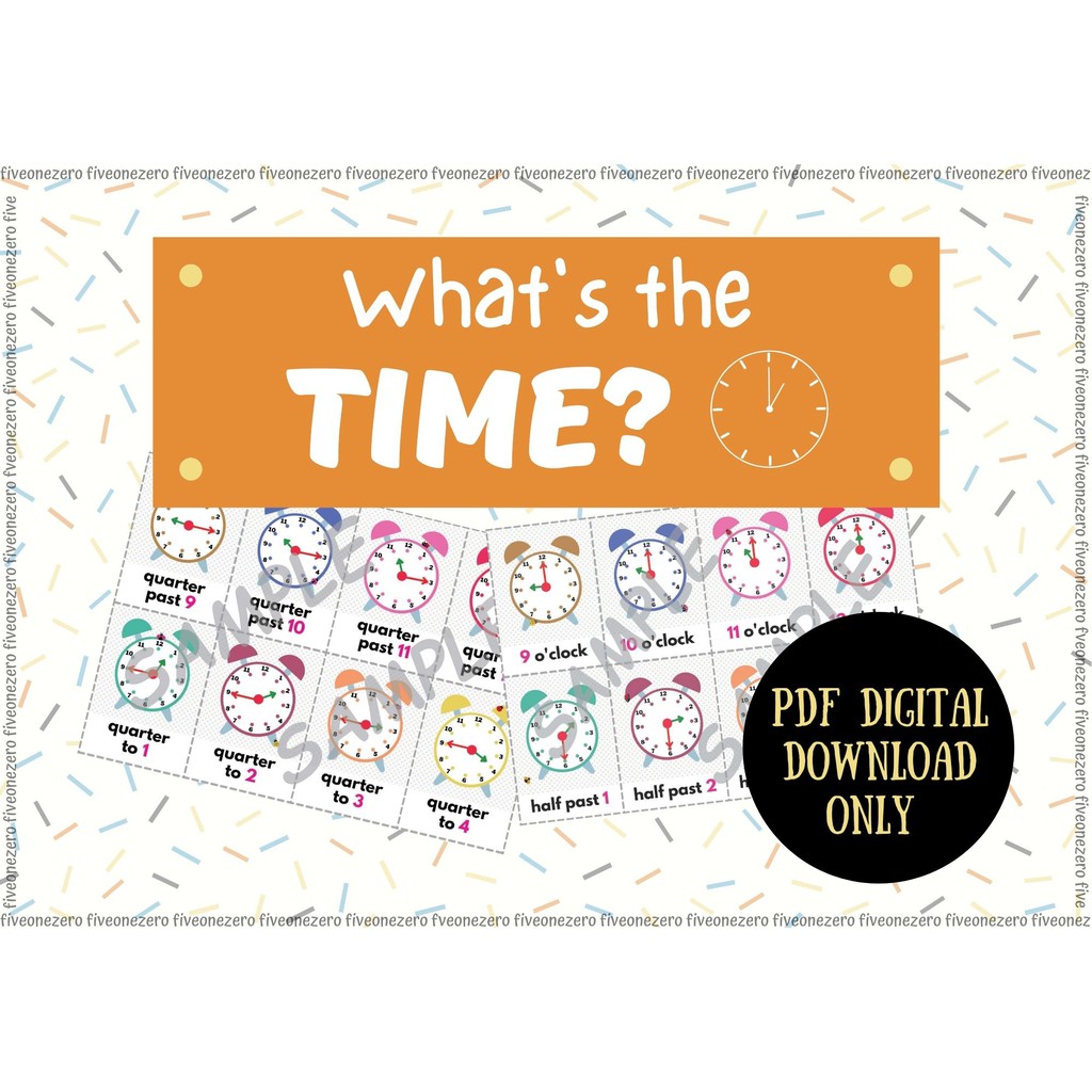 [PDF Softcopy] Kad Imbas Waktu; Printable Telling Time Flash cards ...