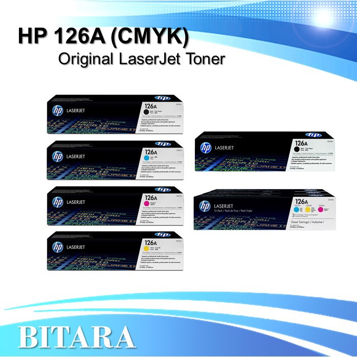 HP 126A Black / Cyan / Magenta / Yellow / Dual Pack / CMY Tri-Color ... HP 126A Black / Cyan / Magenta / Yellow / Dual Pack / CMY Tri-Color ...