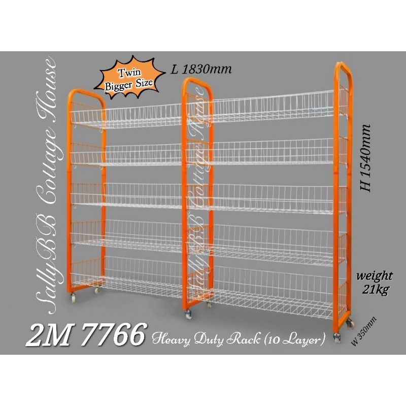 TWIN Heavy Duty Rack 7766/Kembar Rak 10 Tingkat(Saiz lebih besar ...
