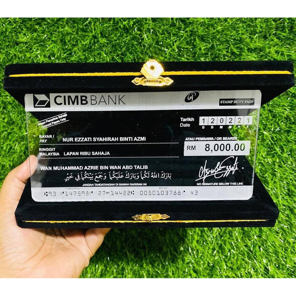 Cek Hantaran+Box Baldu/Cek Hantaran+Stand, Mockup Cheque, Replika Cek ...