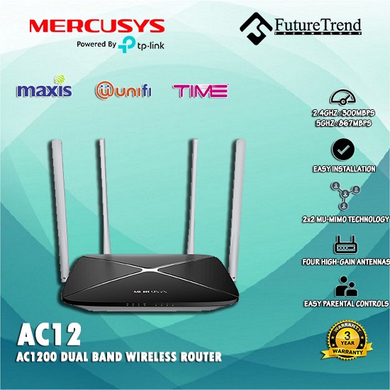 Mercusys AC12 AC1200 Dual Band Wireless Router | Shopee Malaysia