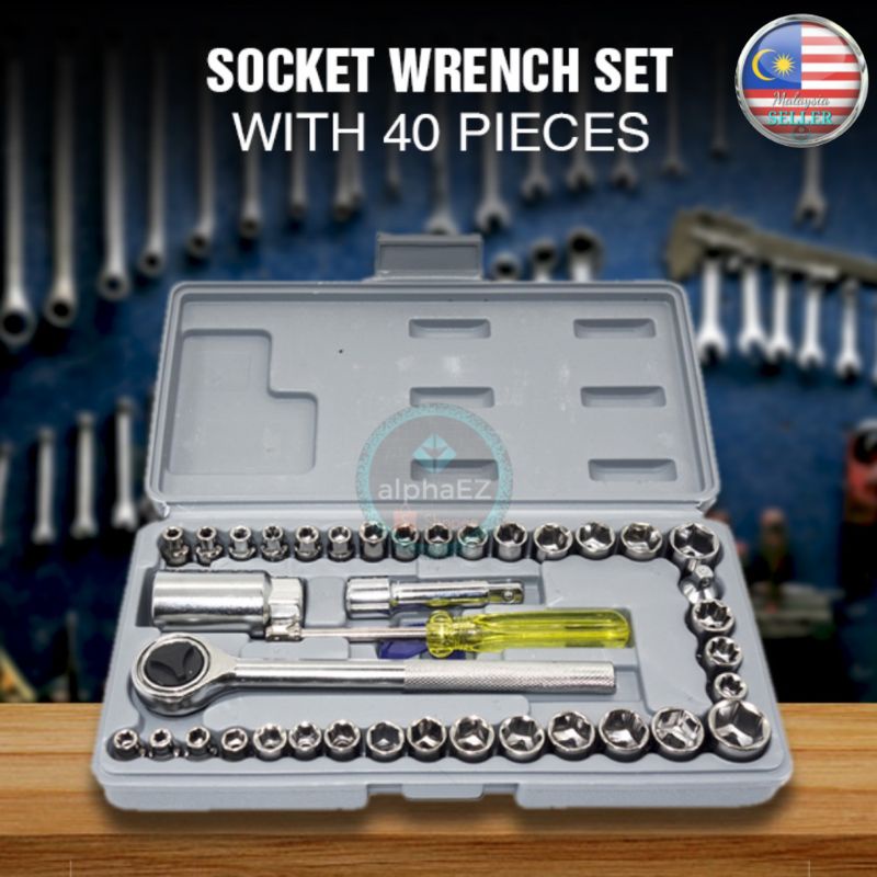 🇲🇾 TOOLS 40pcs Socket WRENCH Set Box Socket Set Hand Tools Ratchet ...