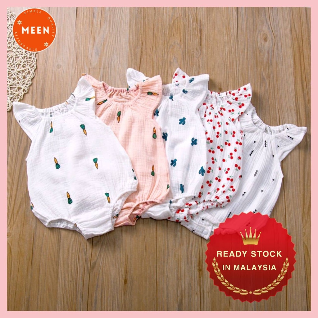Baby Girl Summer Cute One-Sleeve Flying Sleeve Cactus Radish Cherry ...