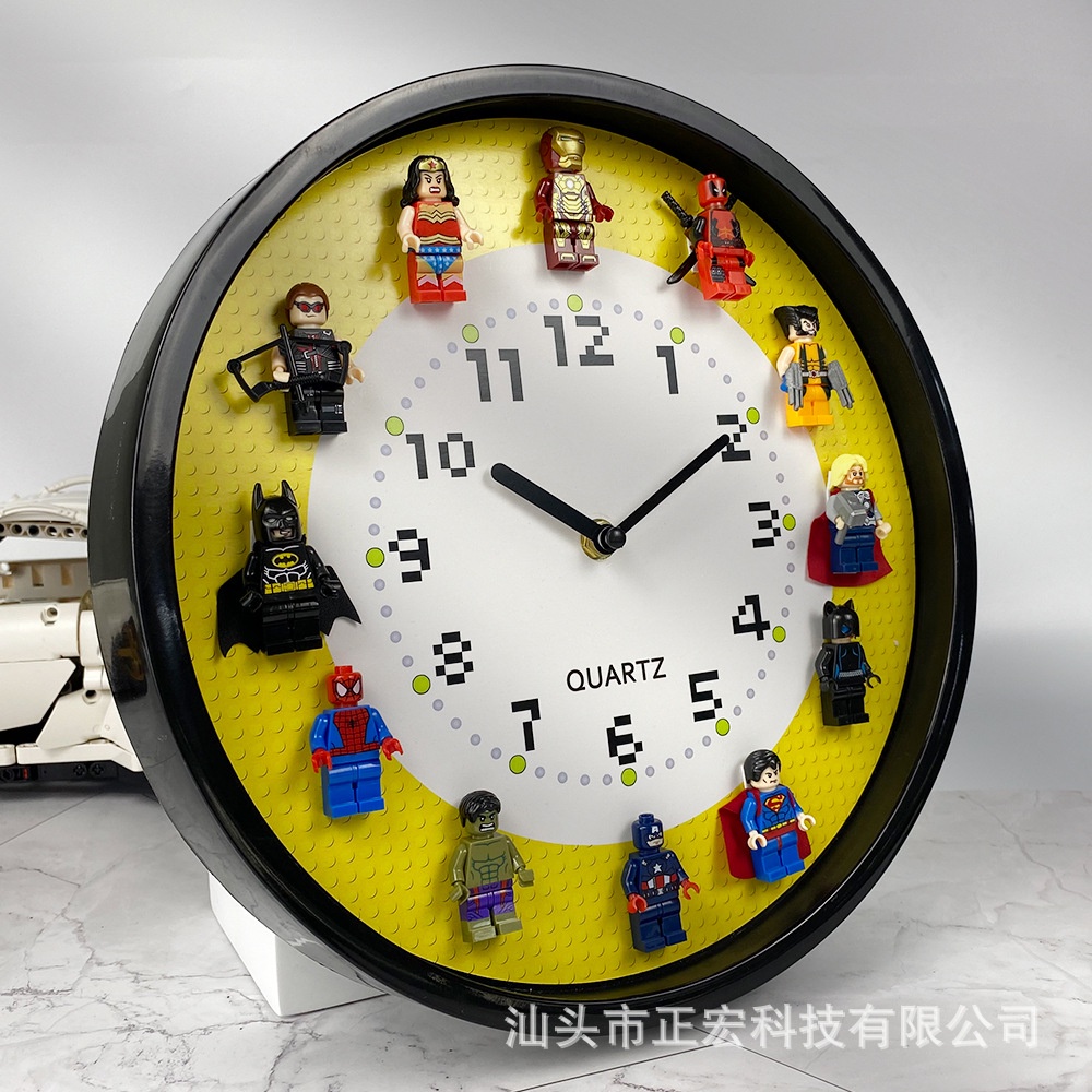 DIY Marvel The Avengers Building Blocks Clock Superhero Spiderman Wall ...