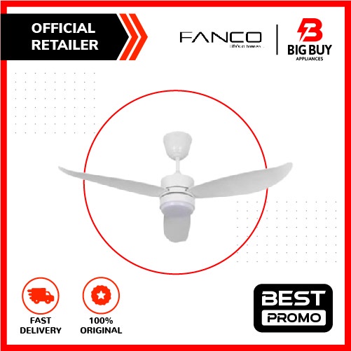 FANCO VELOCITY 46" DC MOTOR CEILING FAN WITH LED LIGHT 1321 (White ...