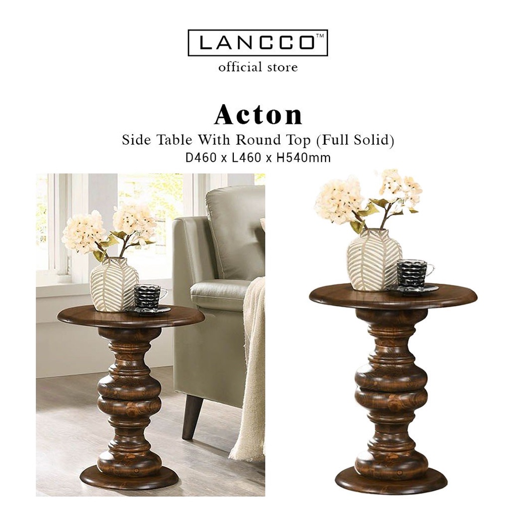 LANCCO New modern Farm House design side table full solid rubber wood Limited Edition | Shopee ...
