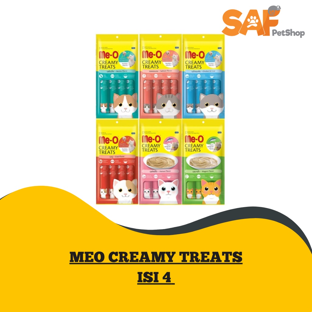 Meo CREAMY TREATS Contains 4 Sachets ALL Variants Of Cat Snacks ...