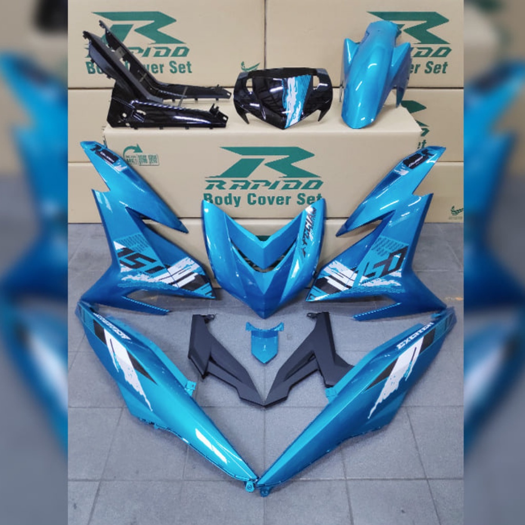 [READY STOCK] RAPIDO COVER SET Y15ZR V1/V2 EXCITER-150 (48) CYAN (STICKER TANAM/AIRBRUSH ...