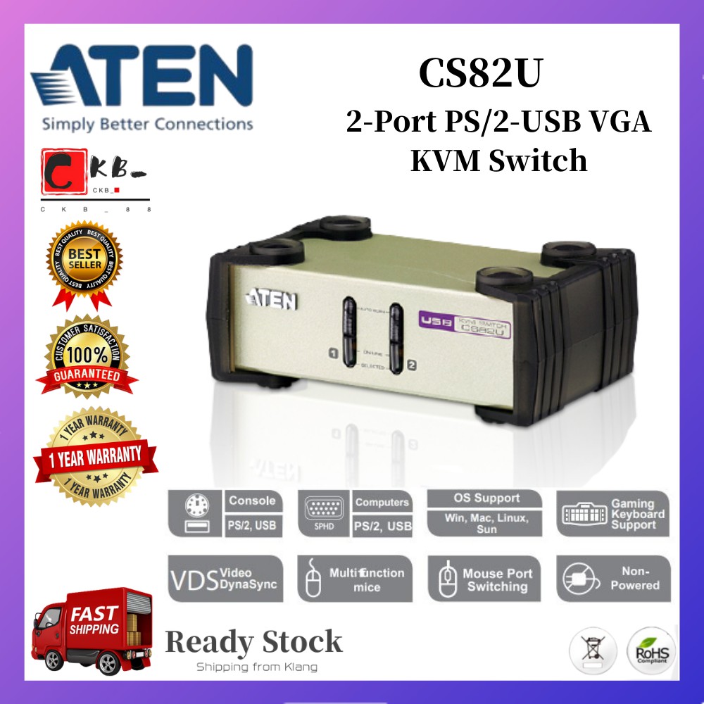 🔥Ready Stock🔥CS82U - 2-Port PS/2-USB VGA KVM Switch (Original) with 1 ...