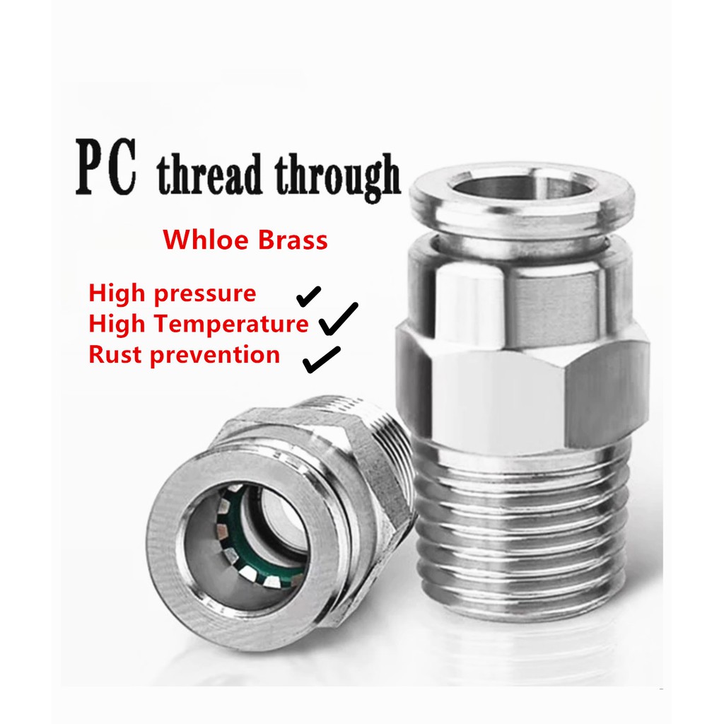 1pcs Whole Brass+Nickel coating external thread pneumatic quick ...