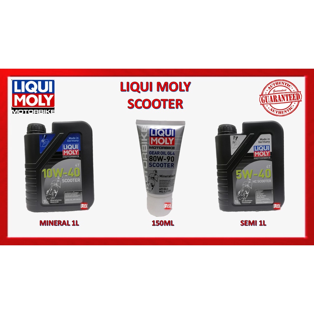 Liqui Moly Scooter Engine Oil T410 5W-40 10W-40 Gear Oil 150ml 80w-90 ...
