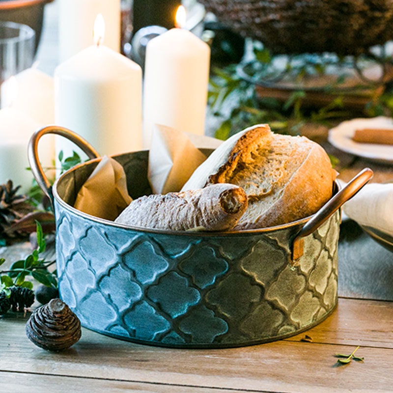 European Retro Round Iron Bread Basket with Handle Vintage Metal ...