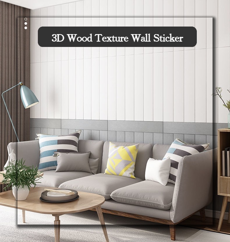 Wood Self-adhesive Wall Paper Dinding 3D Foam Wallpaper Sticker Free ...
