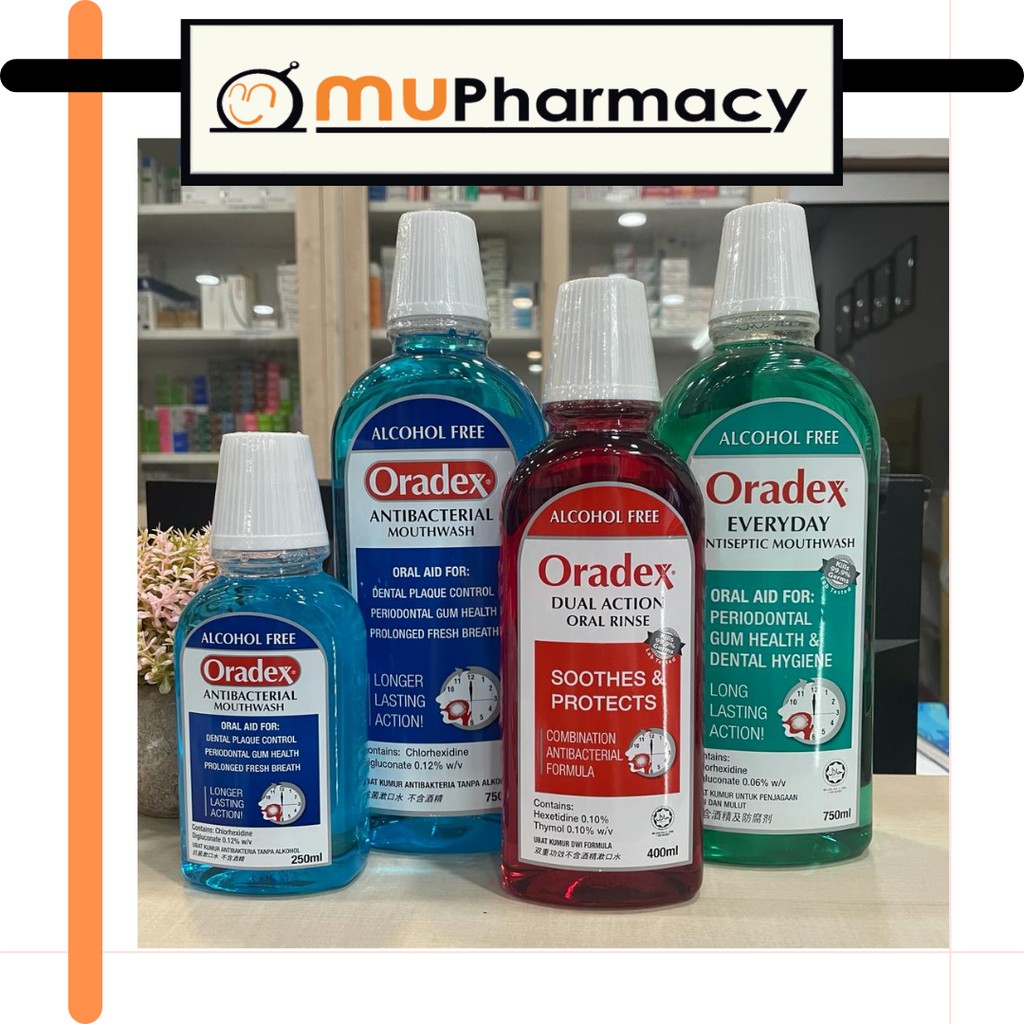 Oradex Mouthwash (Everyday/Antibacterial/Dual Action) 90ML/250ML/750ML ...