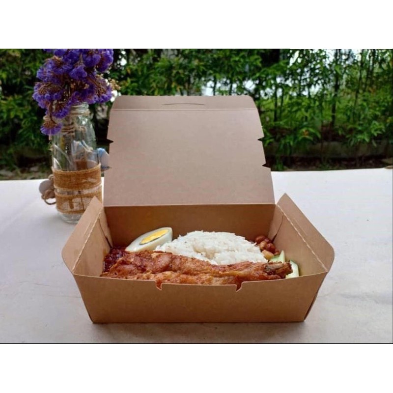 50PCS B3 Paper Lunch Box Brown and White | Shopee Malaysia