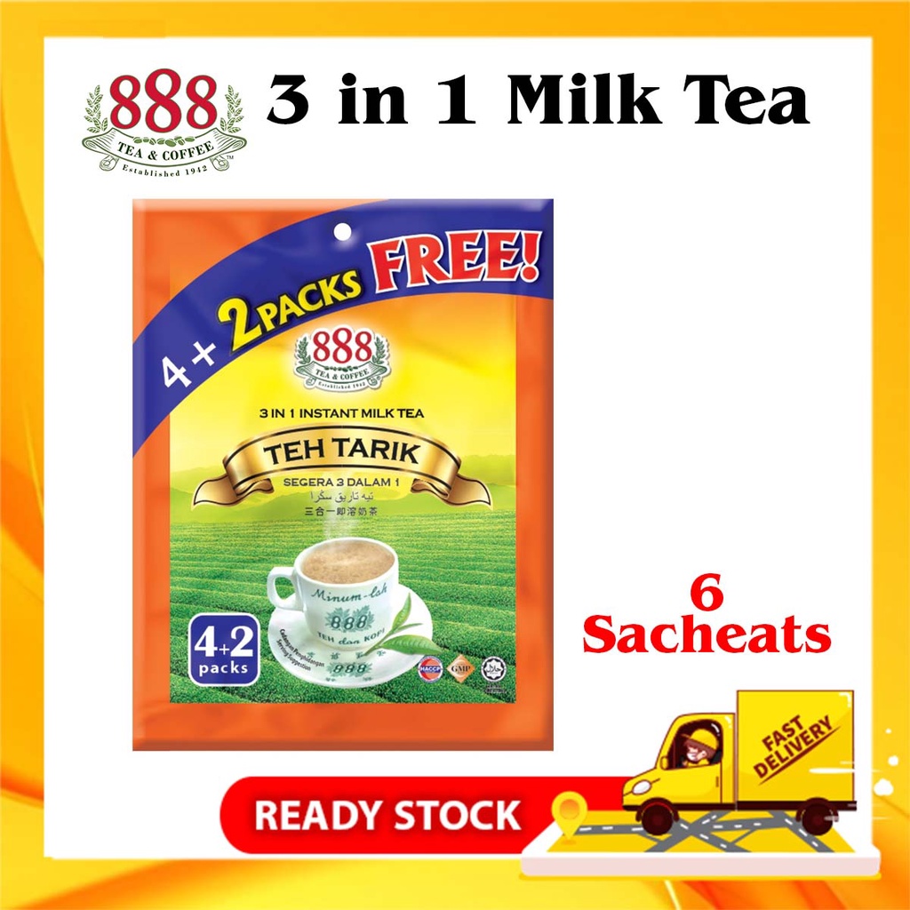 888 Tea & Coffee - 3 in 1 Tea Tarik Instant 4 sachet + 2 Free | Shopee ...