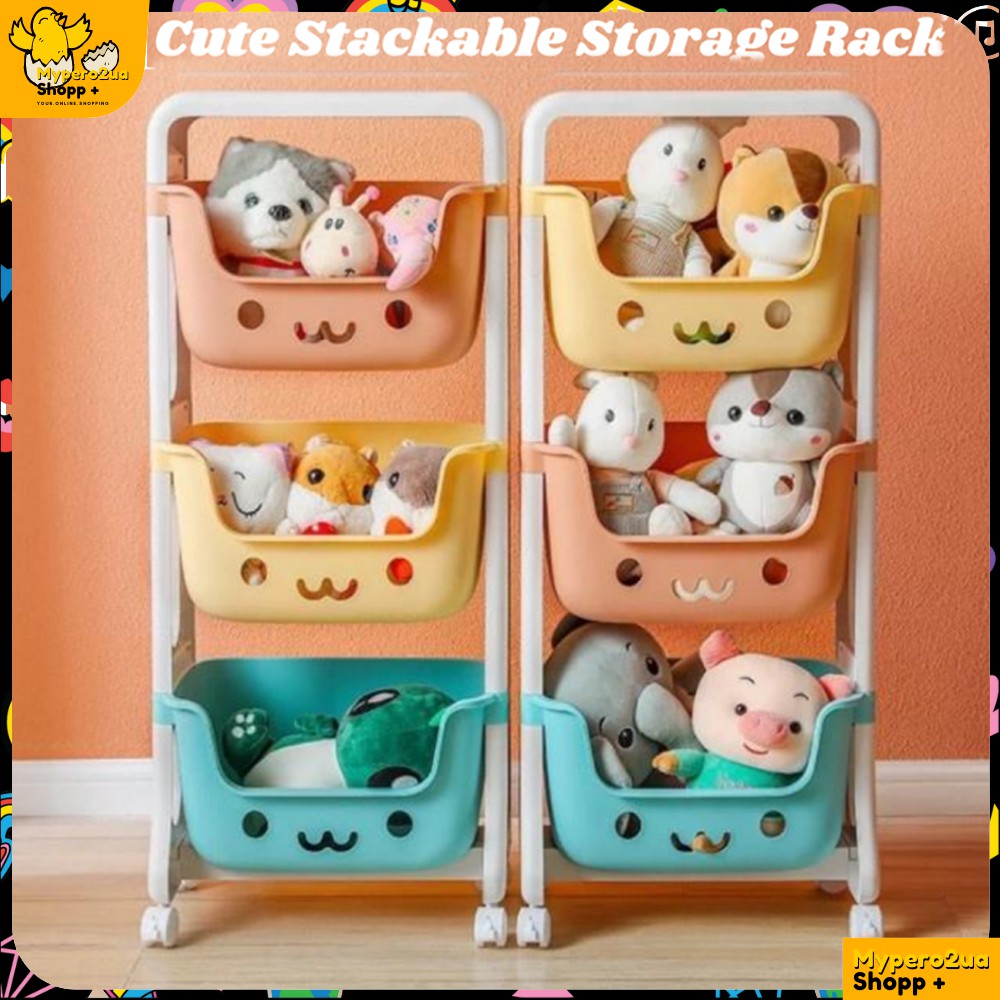 Rak Mini Cute Stackable Storage Rack with Rotating Lock Wheels - Bekas ...