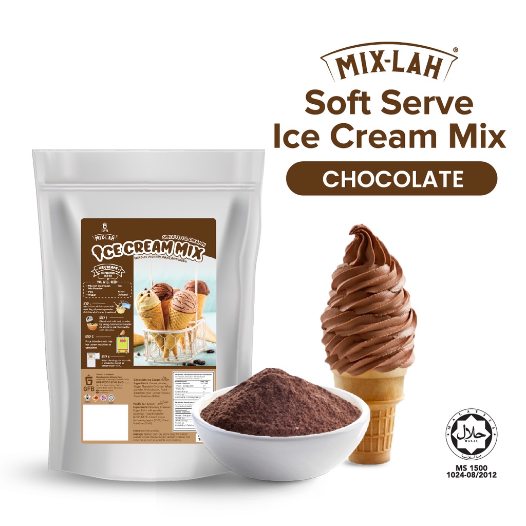 MIX-LAH 1kg Chocolate, Vanilla, Yogurt Soft Serve Ice Cream Mix Powder ...