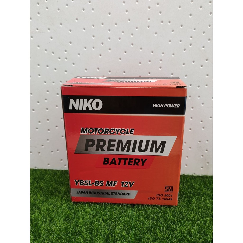 NIKO BATTERY YB5L-BS MF 12V/ BATERI MOTOR FOR KRISS STARTER, LC V1, EX5 ...