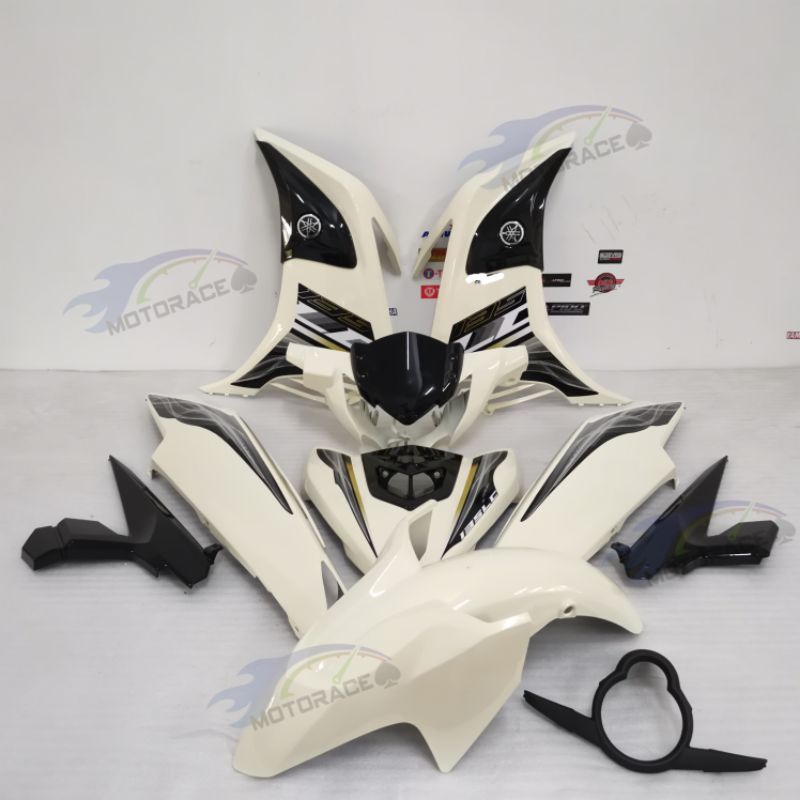 CUSTOM COVER SET LC135 V4 V5 V6 V7 WITH HORN COVER CREAMY WHITE WITH ...
