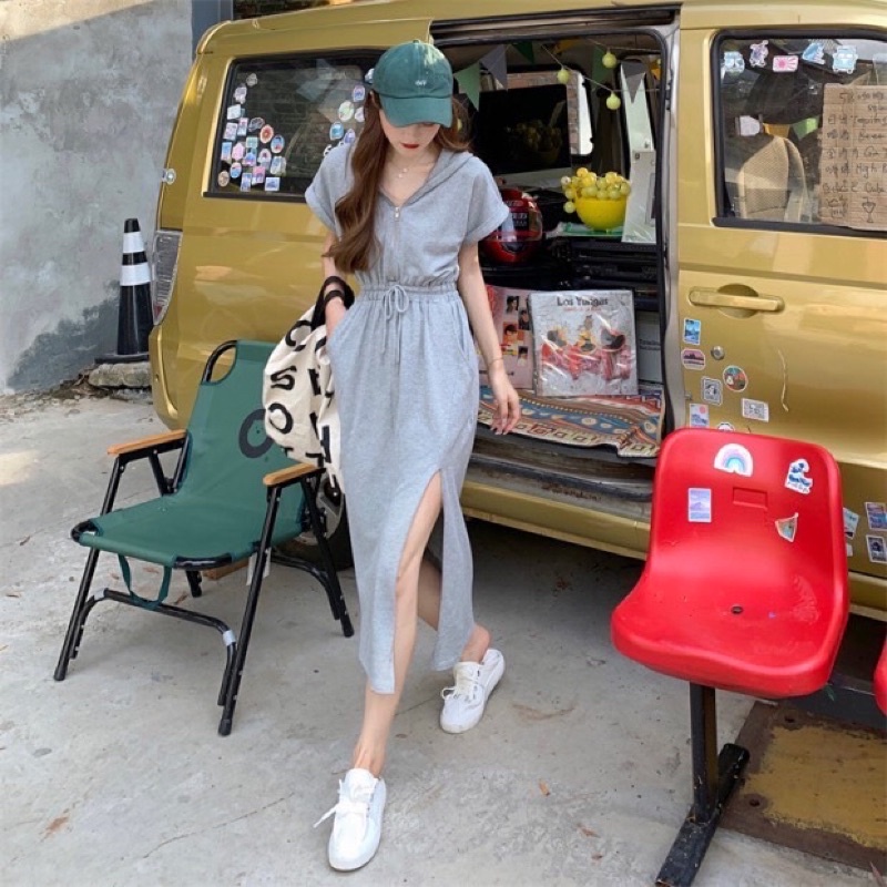 A oversize Dress With Hood Hip-Hop Style Decorated With Cool Front ...