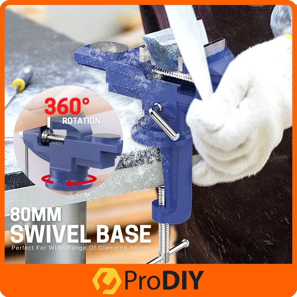 80mm 360° Rotation Heavy Duty Swivel Base Table Vise Clamp Portable ...