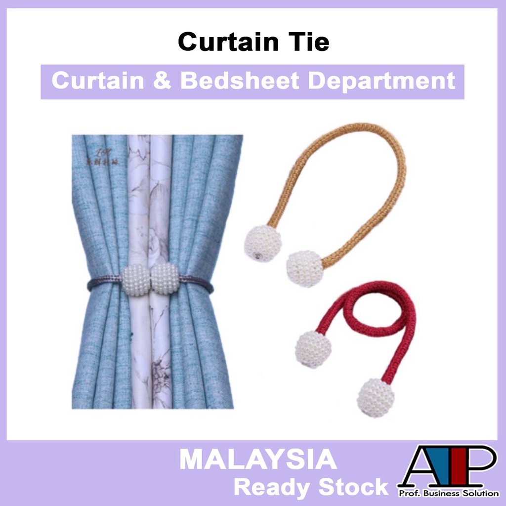 Curtain🪟 Langsir Magnetic Curtain Tiebacks Pearl Ball Design Tie Back ...